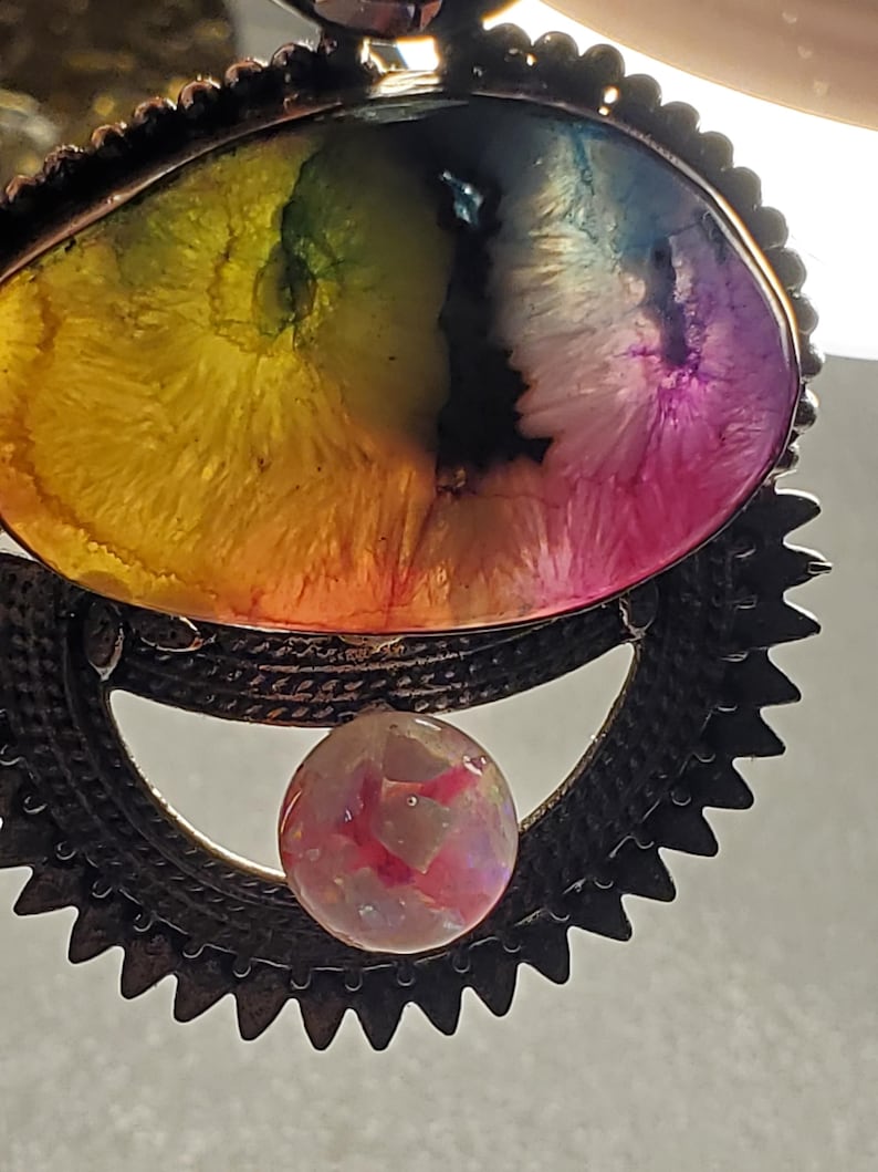 Large Rainbow Solar Quartz Floating Opals Topaz Necklace and Earrings ...
