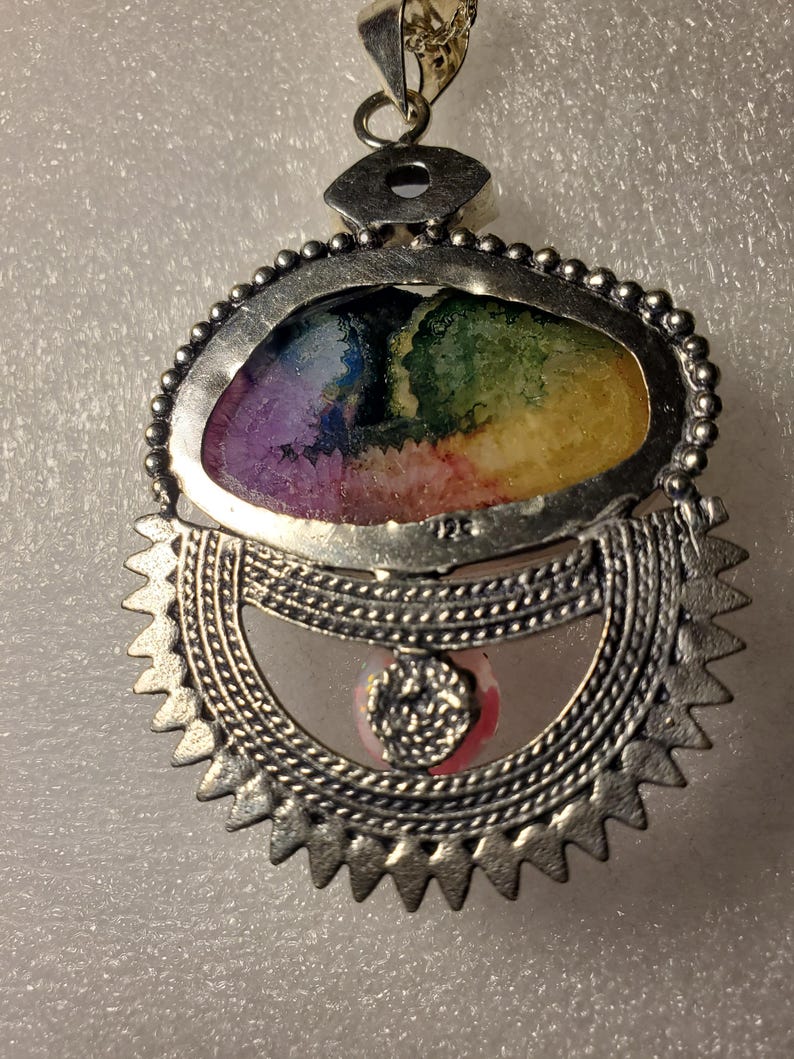 Large Rainbow Solar Quartz Floating Opals Topaz Necklace and Earrings ...