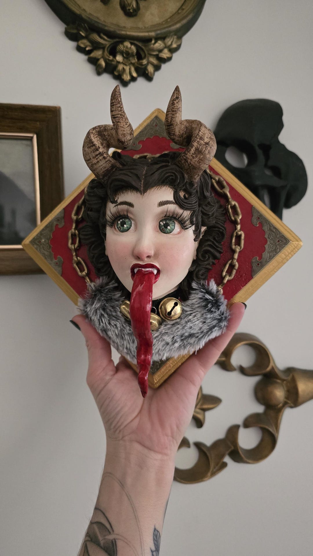 Lady Krampus Perchta Bust Wall Art - Etsy