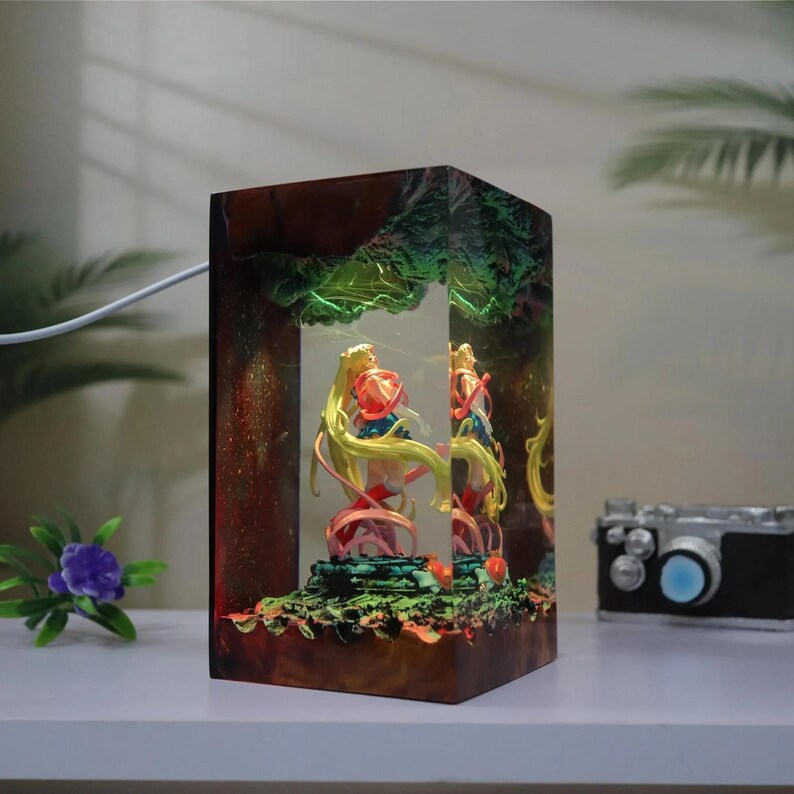 Usagi Sailor Moon Resin Lamp, Magical Girl Anime Decor, Handmade Moon ...