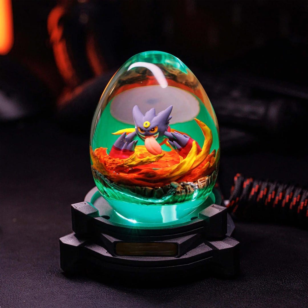 Pokemon Mega Gengar Resin Egg Lamp LED Night Light Handmade Ghost Type ...