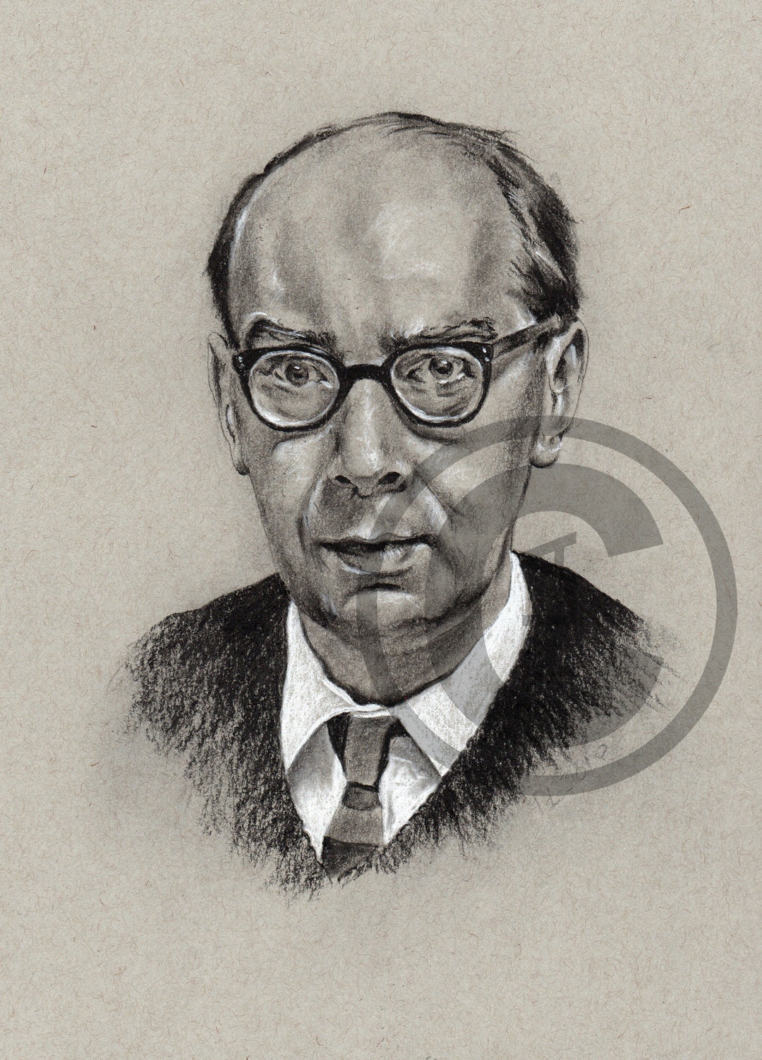 Philip Larkin - Original Drawing in Charcoal and Chalk - Etsy