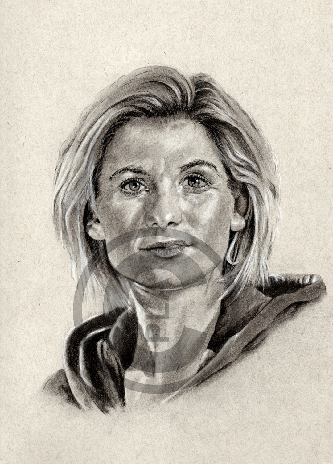 Jodie Whittaker Dr Who Original Drawing in Charcoal and Chalk - Etsy