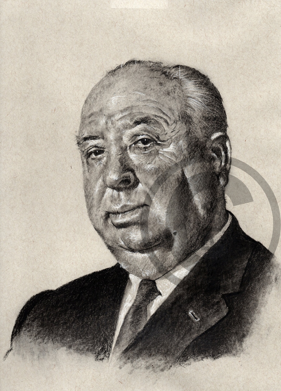 Alfred Hitchcock - Original Drawing in Charcoal and Chalk - Etsy