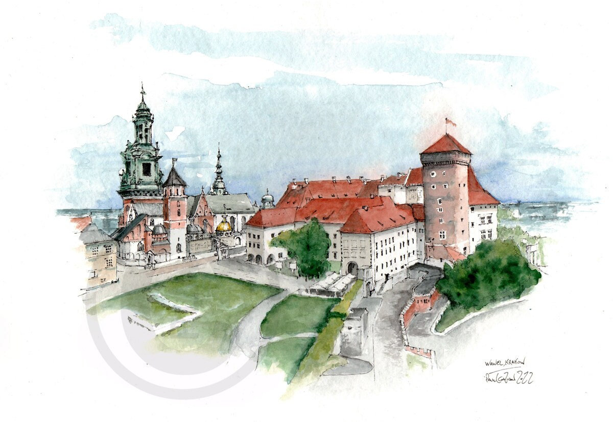 Wawel Castle, Krakow, Poland - Original Ink & Wash Artwork - Etsy