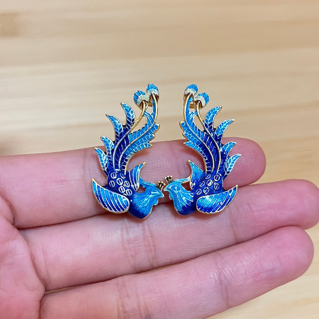 1pair/2pair Cloisonne Enamel Phoenix Pendant as Jewelry Craft Supplies ...