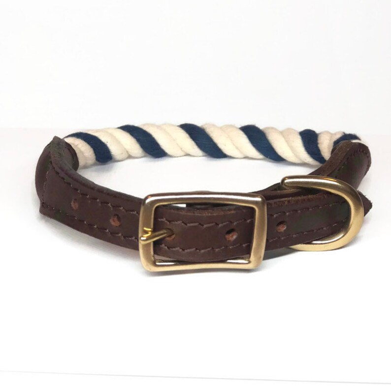 Rope and Leather Dog Collar Nautical - Etsy