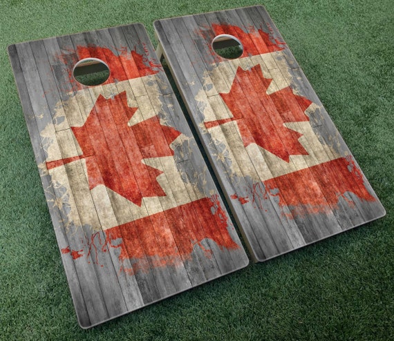 custom cornhole boards with bags Bean bag toss game Canadian Flag ...
