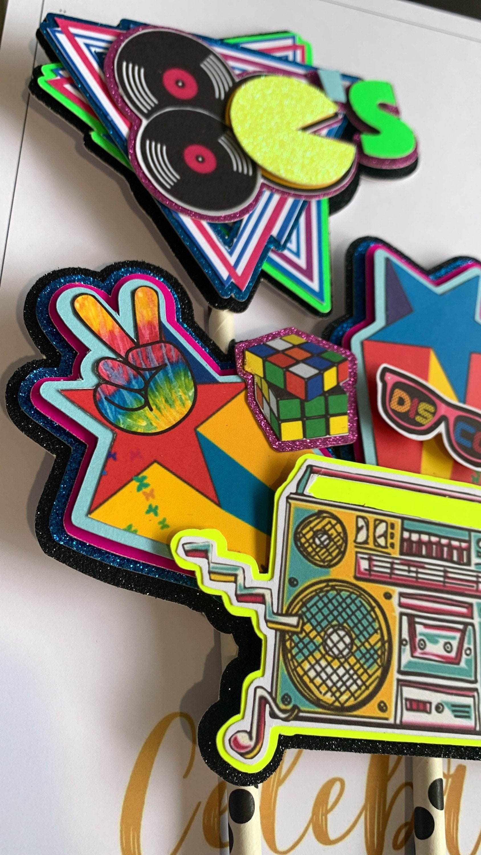 80's Theme Cake Topper 3D 80's Cake Topper - Etsy Australia