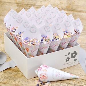Personalised Cottage Garden Design Wedding Confetti Cone Box | 25 ...