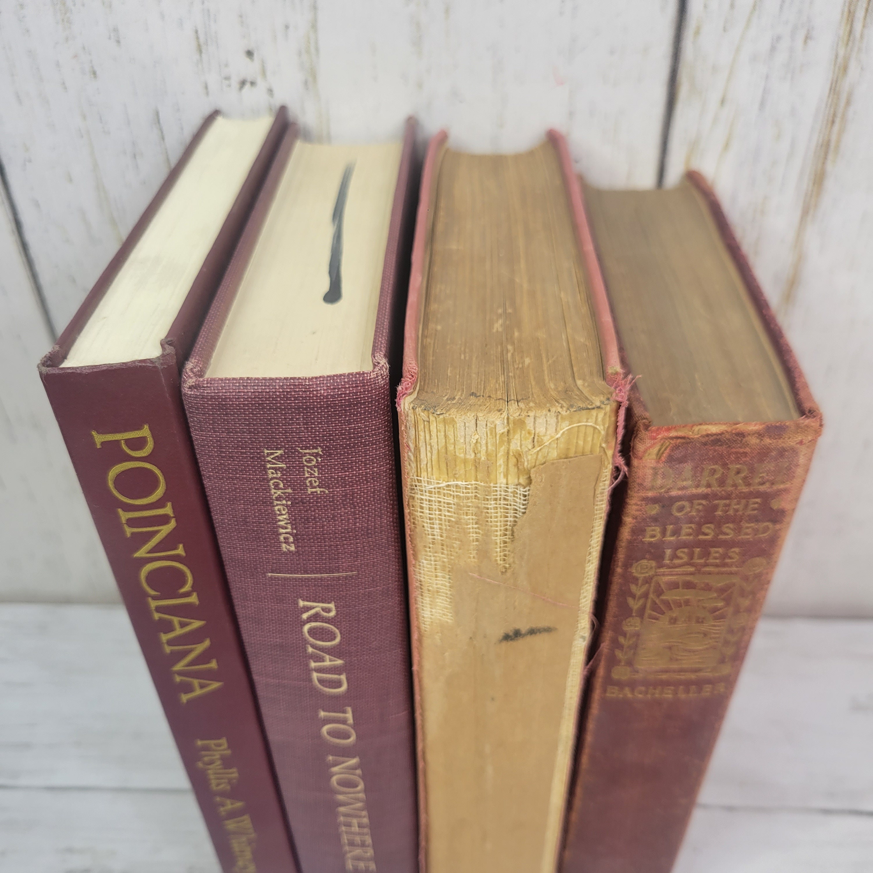 Vintage Books for Decorating, Rustic Unbound Books, Red and Brown ...