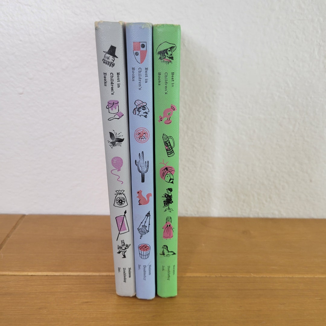 Small Stack Decorative Books, Blue and Pink Childrens Vintage Books for ...