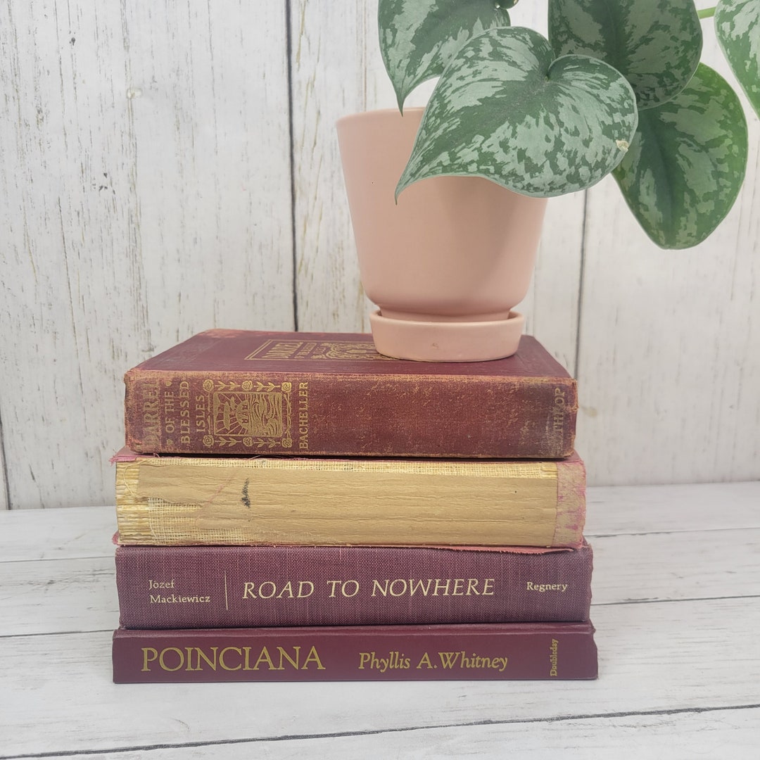 Vintage Books for Decorating, Rustic Unbound Books, Red and Brown ...
