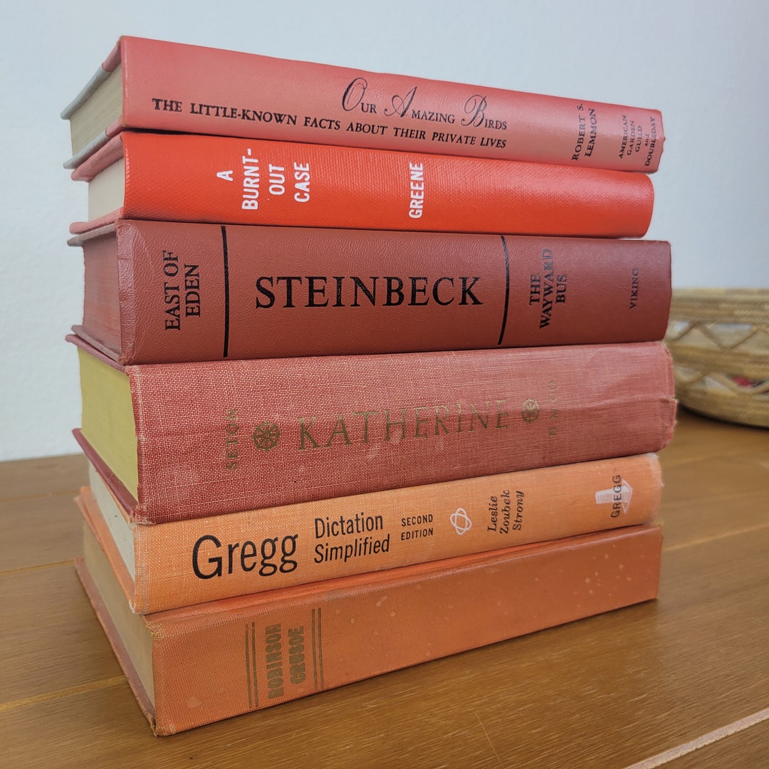 Vintage Decorative Bookstack, Red Books for Decorating Rustic Decor ...