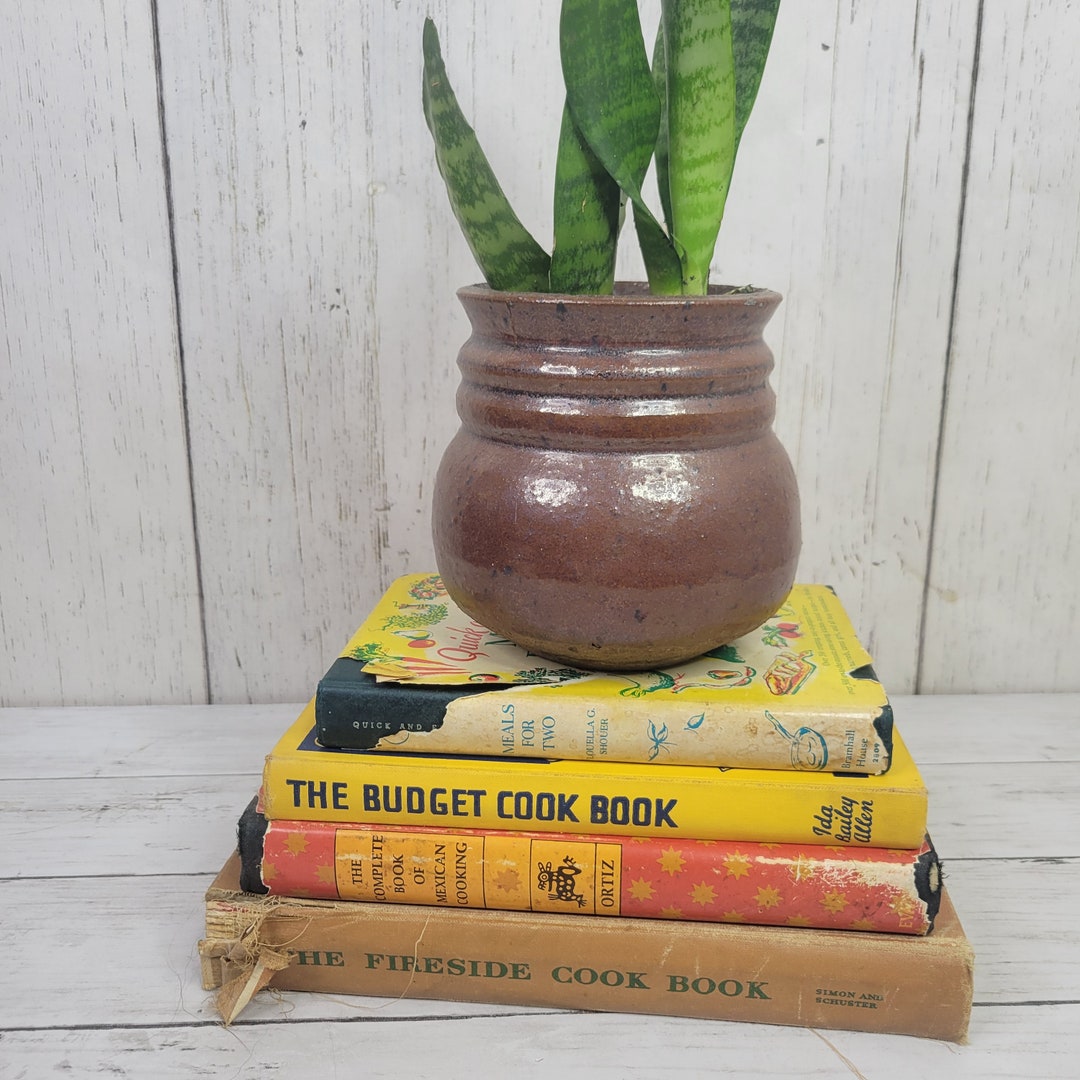 Vintage Decorative Bookstack, Books for Rustic Decor, Cookbooks Red and ...