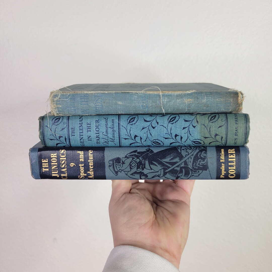 Antique Blue Books for Decorating, Small Decorative Books, Bookstack ...