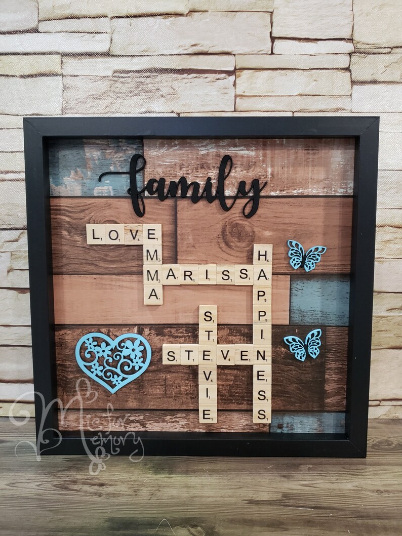 Scrabble Tile Family Shadowbox Frames Scrabble Family Frame | Etsy Canada