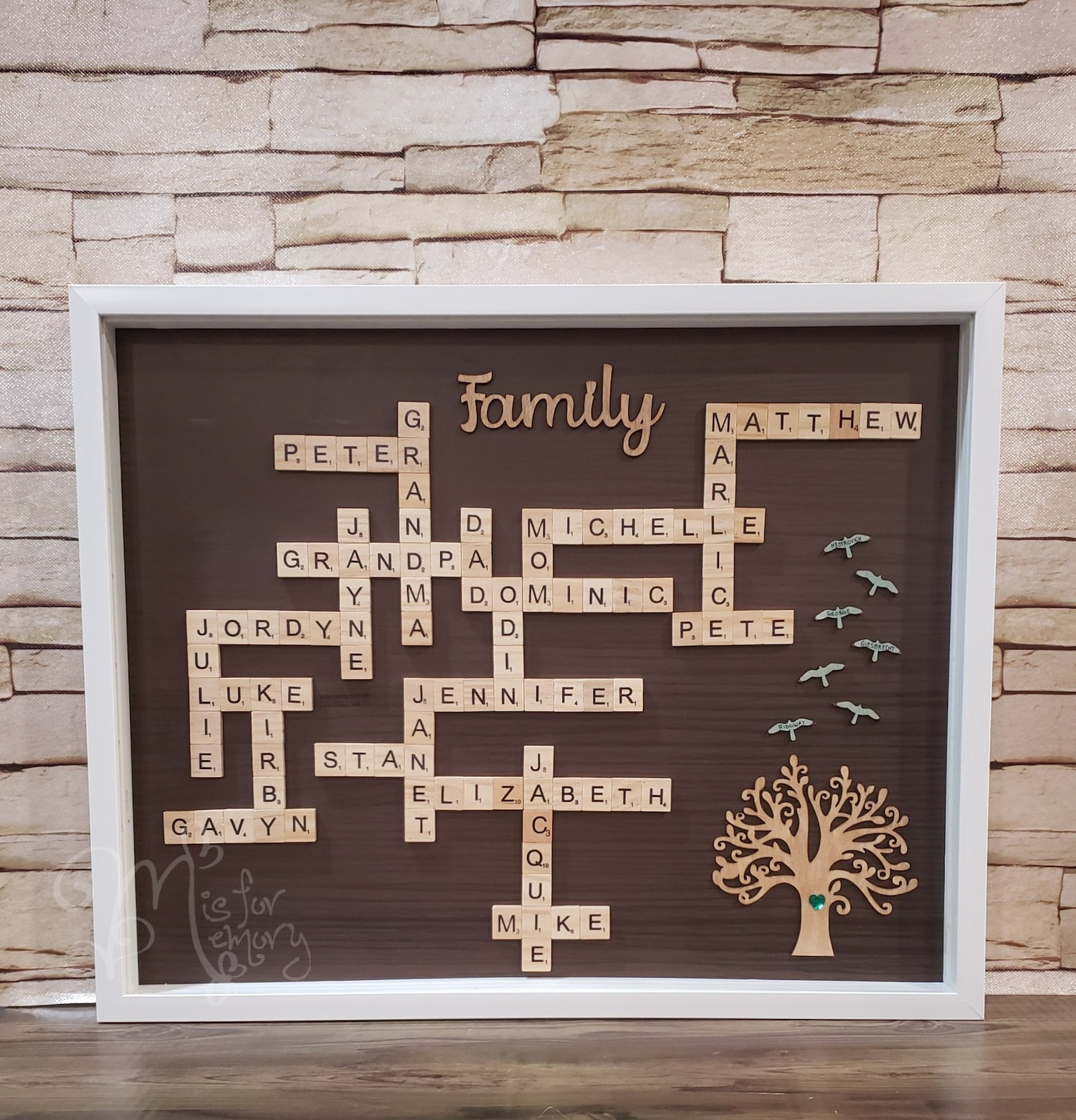 Scrabble Family Name Frame Art, Family Tree Wall Art, Scrabble Tile ...