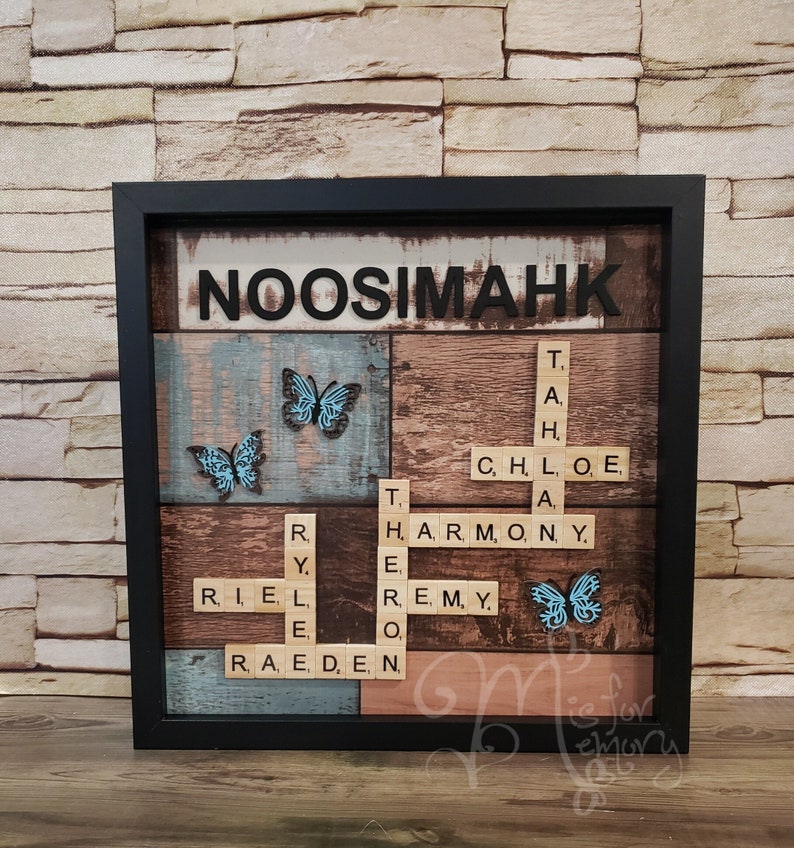 Scrabble Family Name Frame Art, Family Tree Wall Art, Scrabble Tile ...