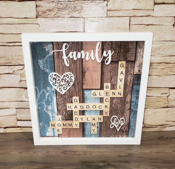 Scrabble Tile Family Shadowbox Frames Scrabble Family Frame | Etsy Canada