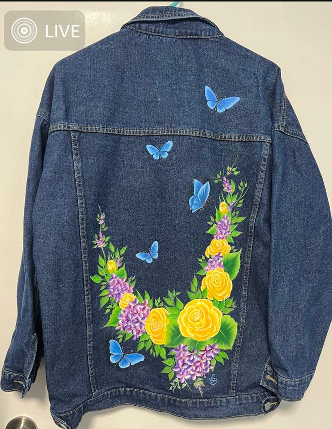 Hand Painted Denim Jacket Yellow Rose Denim Jacket - Etsy