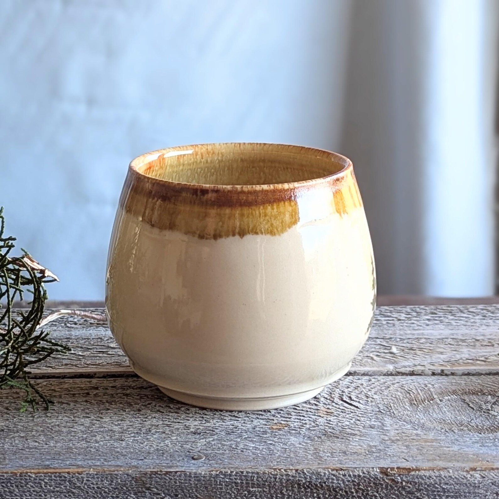 Pine Tree Pottery Tea Cup, Ceramic Sipper, 10 Ounce Tumbler, Decorative ...