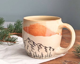Carved Mountain Mug - Etsy