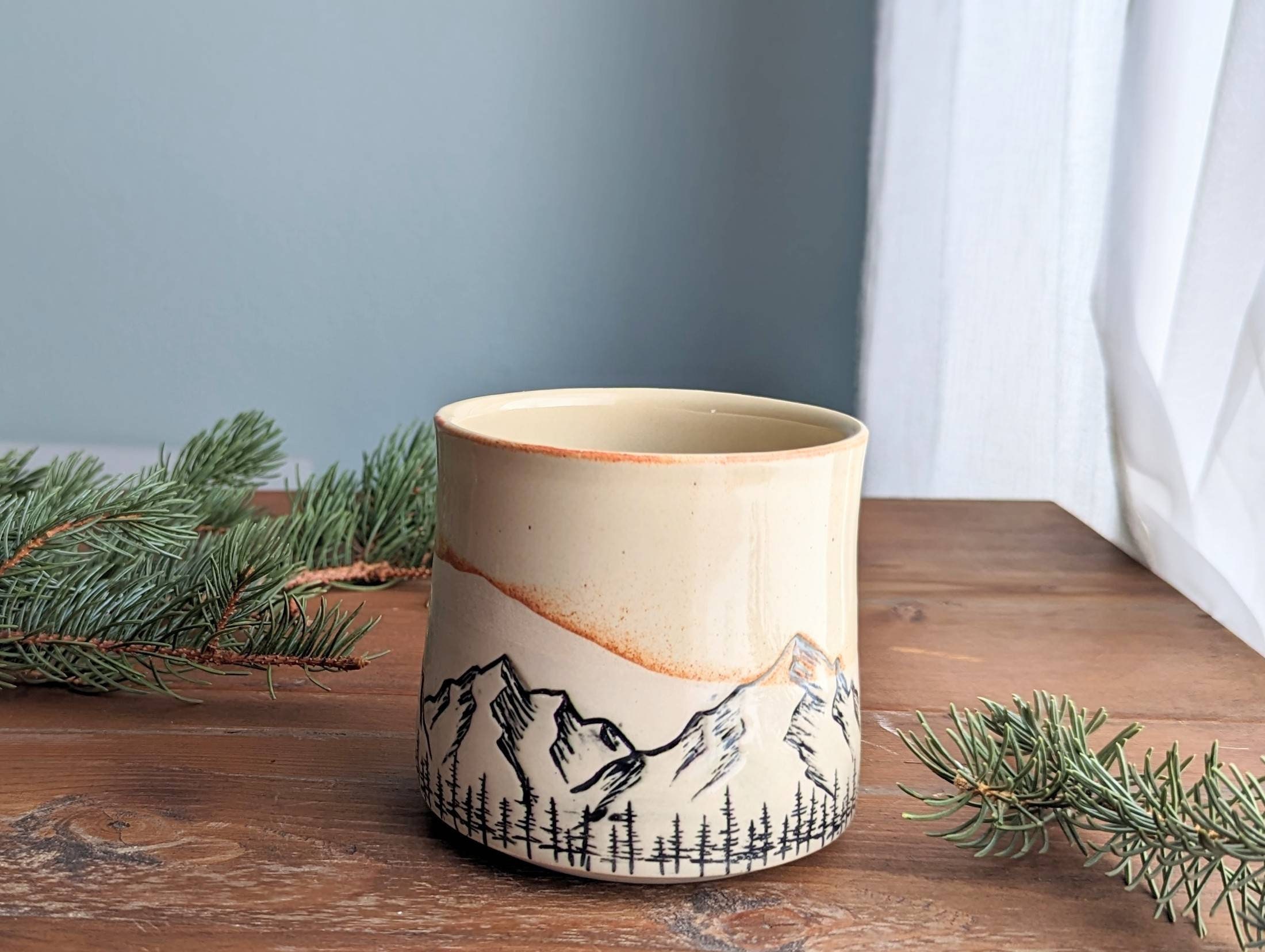 Mountain Landscape Mug 12 Ounce Coffee Mug Handmade Pottery - Etsy