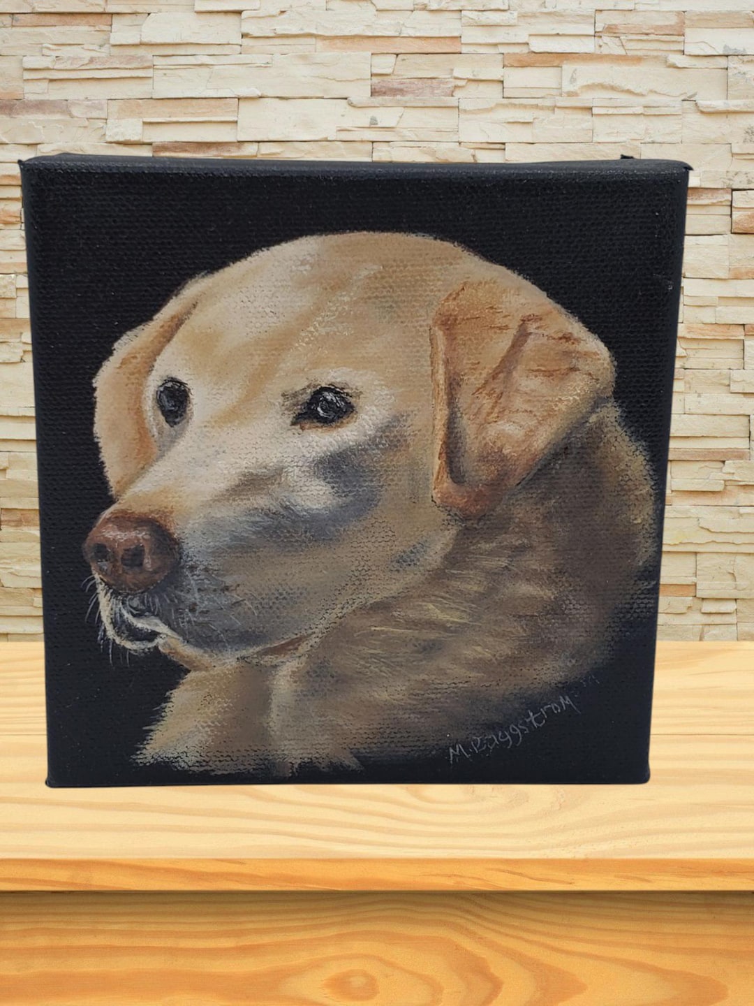 Yellow Labrador Small Original Pet Painting, Acrylic 5x5 Inch Labradror ...