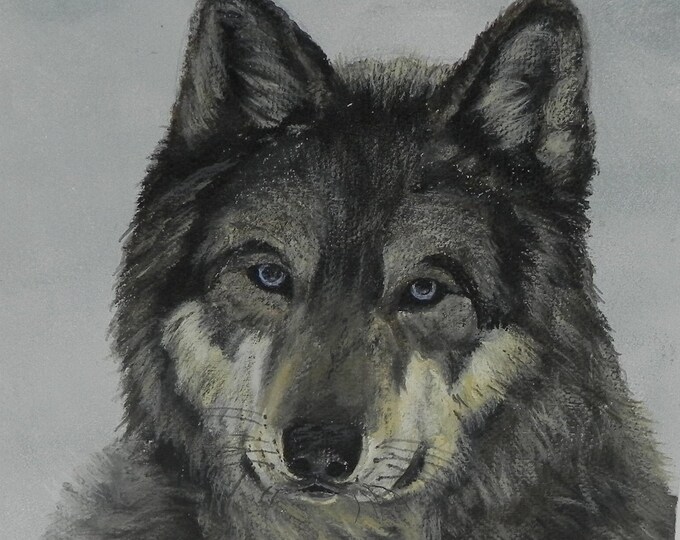 Gray Wolf Hand Painted on Natural Sea Stone Rock Painting Animal ...
