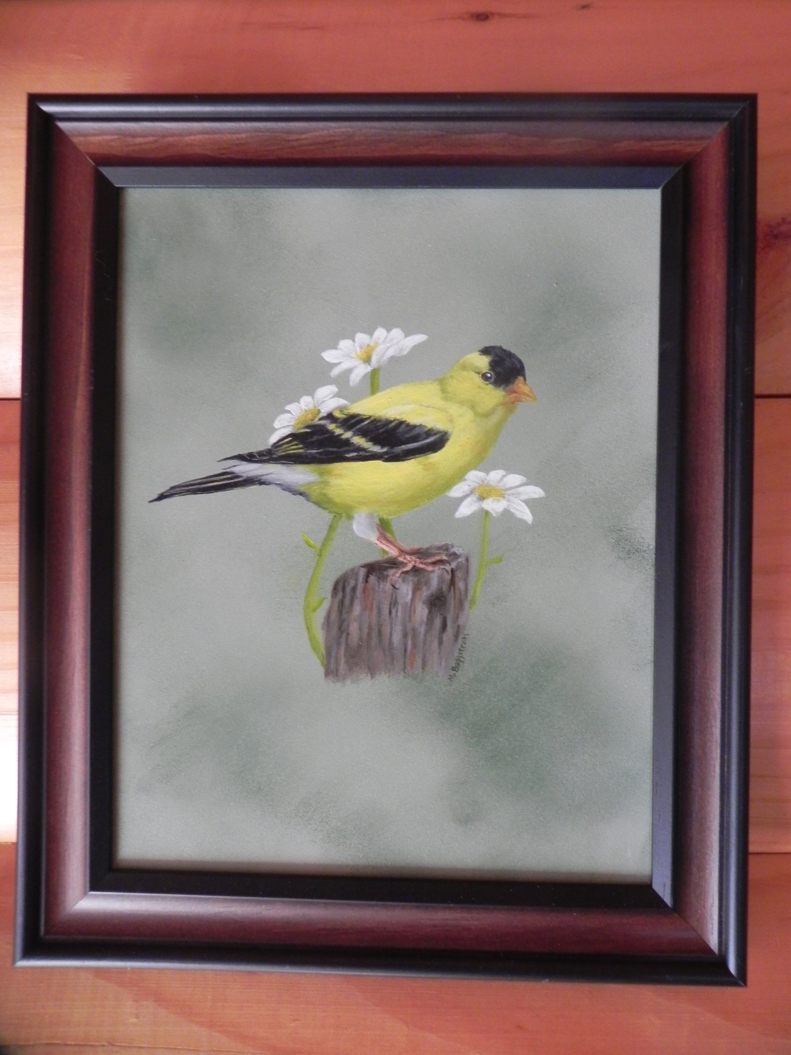 Yellow Finch Painting in Acrylic Original 8 X 10 Framed Male - Etsy