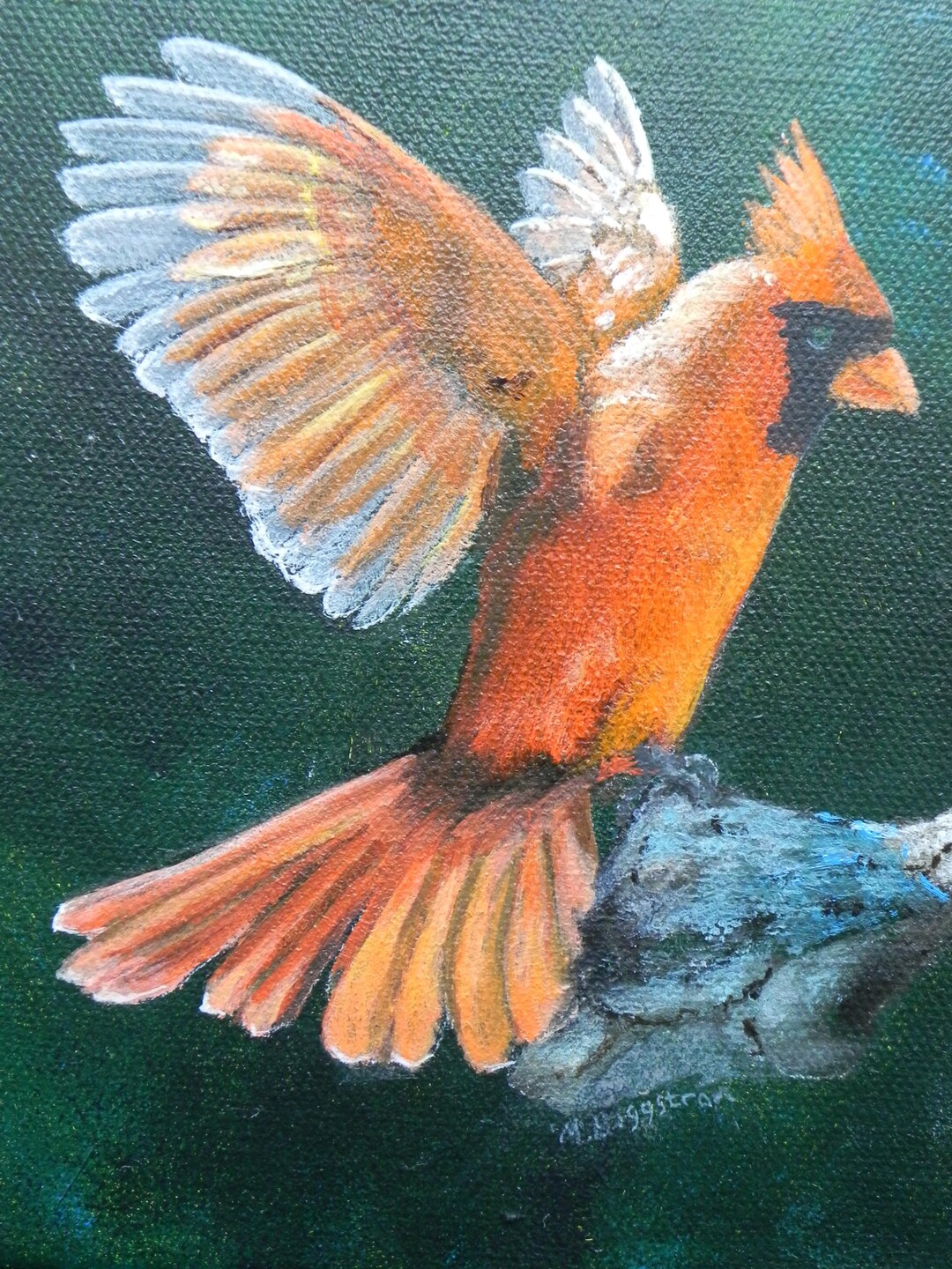 Cardinal Painting, Original 5x7 Inch Acrylic Male Cardinal State Bird ...