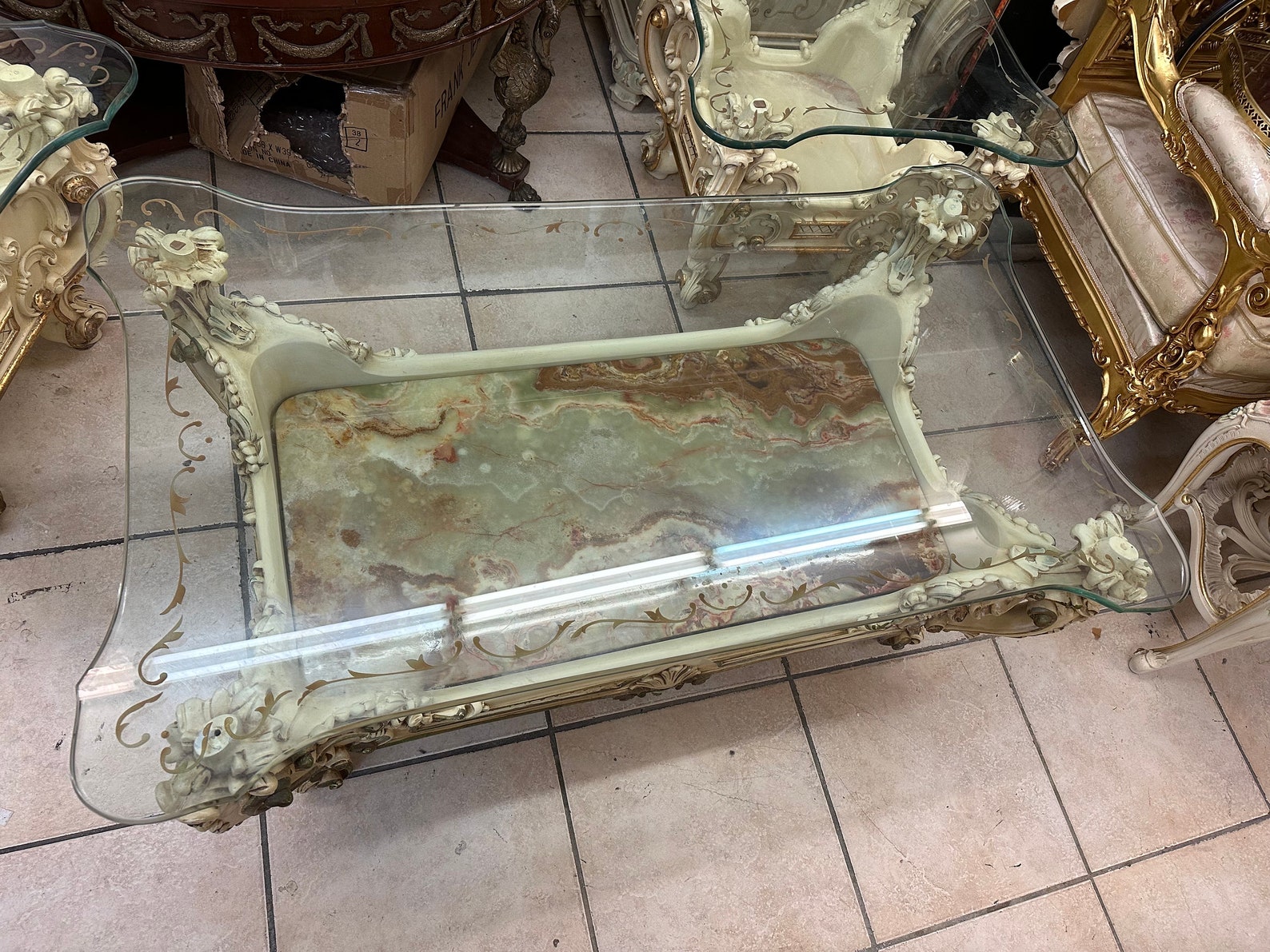 SOLD ! SILIK Italian Rococo Baroque Coffee Table With Real Onyx Italy ...