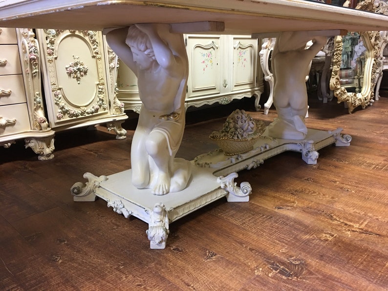 Rare Antique Italian Silik Dining Table With Statues-pedestals Italy ...