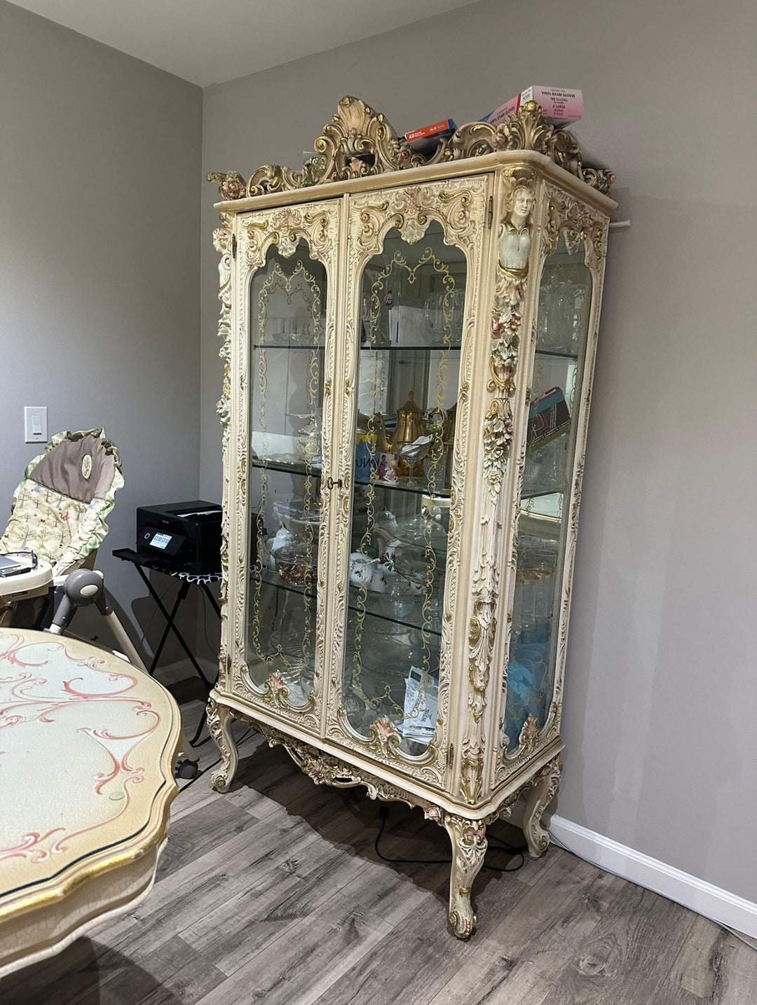 Luxury Antique Italian Cherubs Angels Showcase Curio Display China ...