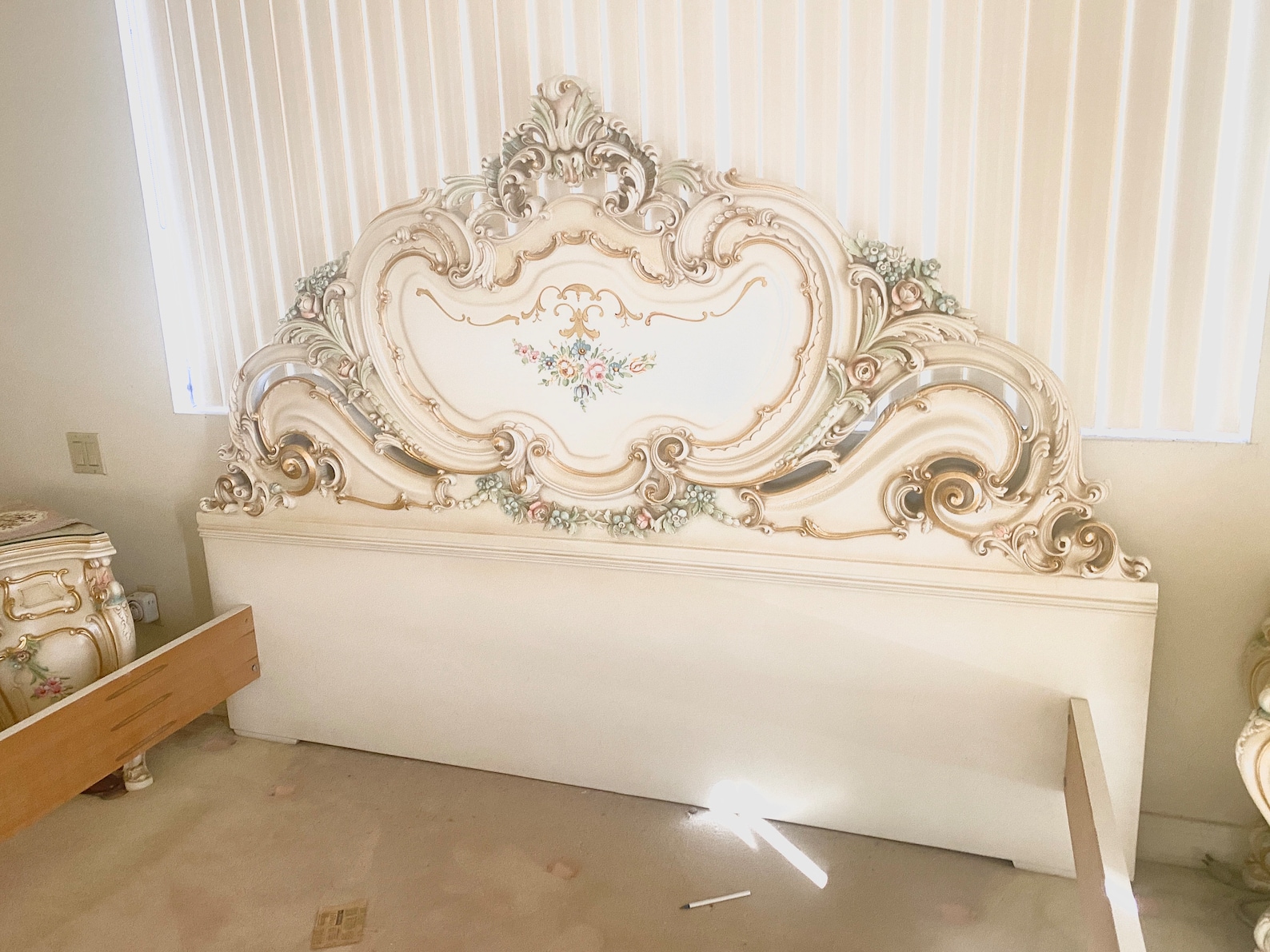 Beautifully Carved SILIK Luxury Brand Italian BEDROOM California King Bed Mirror With Two ...