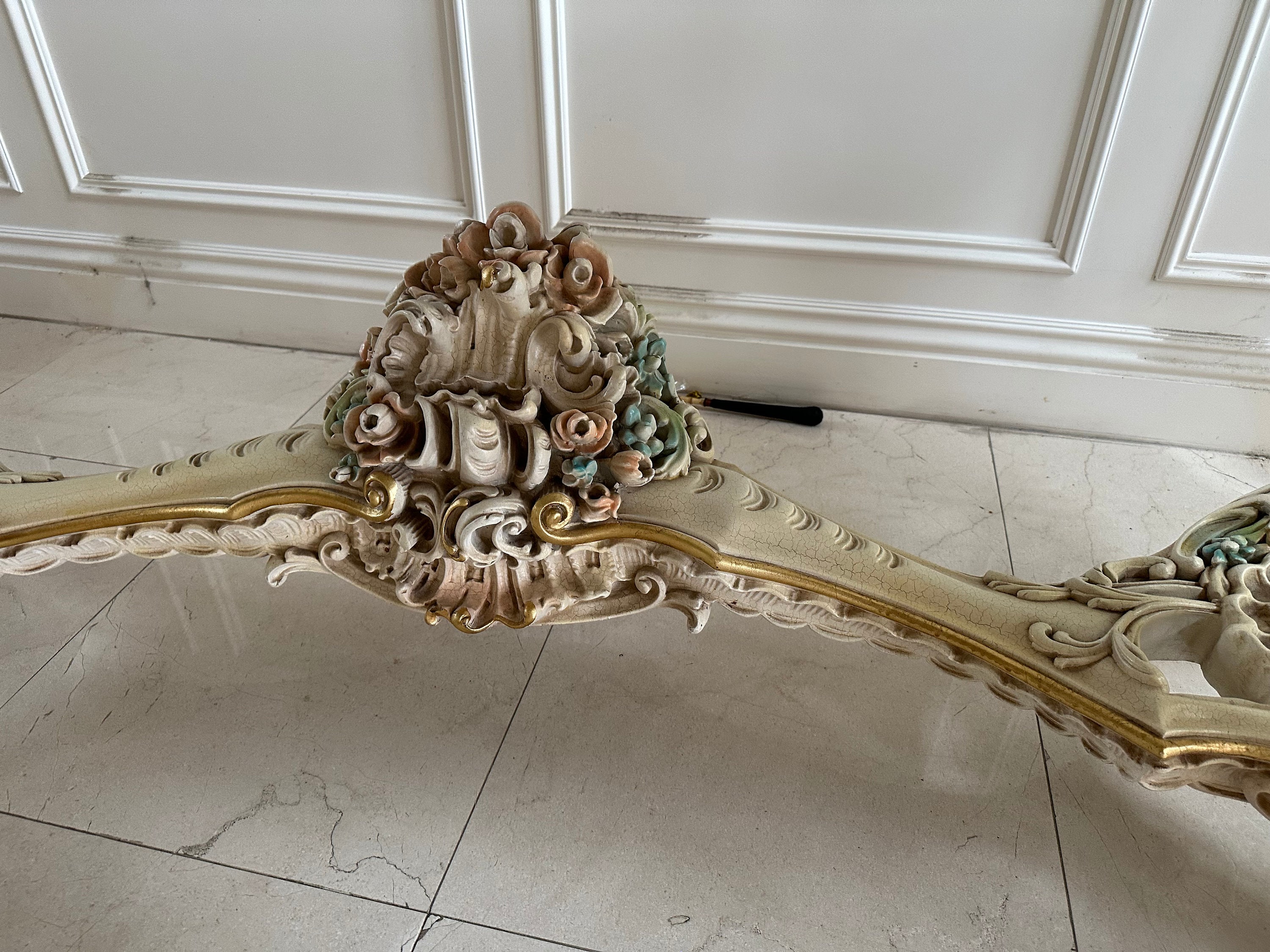 16K Italian SILIK Console Entry Table With Huge Mirror Italy Rococo ...