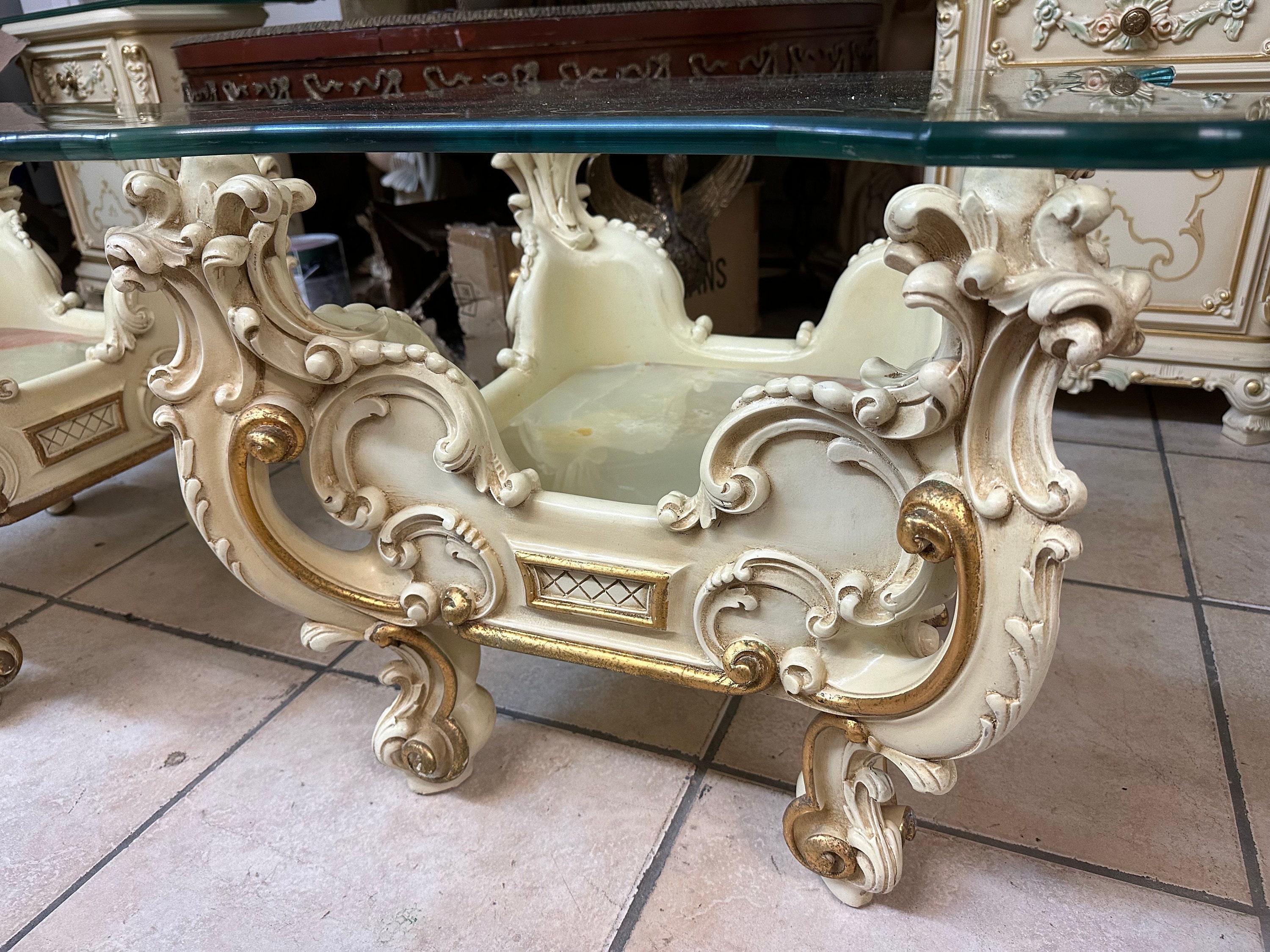 Pair SILIK Italian Rococo Baroque Pair Side Tables With Real Onyx Italy ...