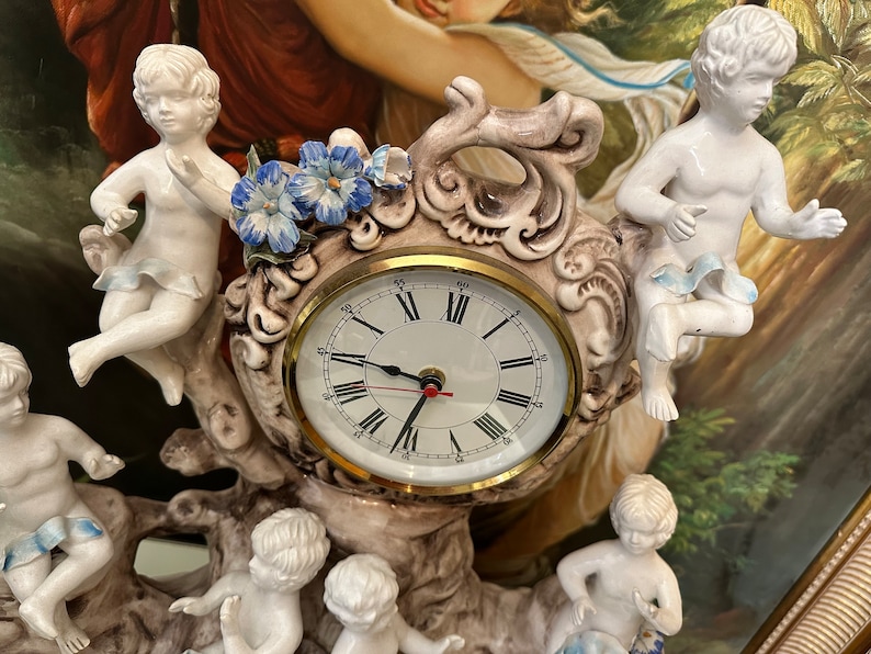 Italian Porcelain Capodimonte Clock 3D Cherubs and Flowers Italy. - Etsy