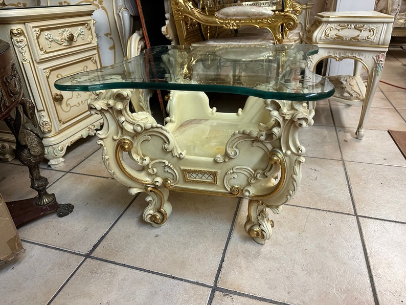 Pair SILIK Italian Rococo Baroque Pair Side Tables With Real Onyx Italy ...
