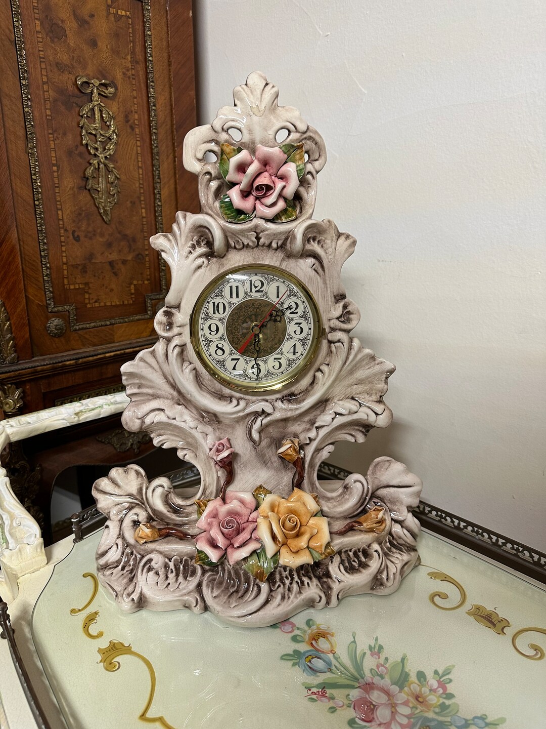 Italian Capodimonte Porcelain Mantle Clock Italy - Etsy