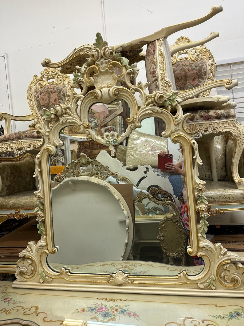 Large Italian Rococo Baroque French Mirror With Vanity Desk - Etsy