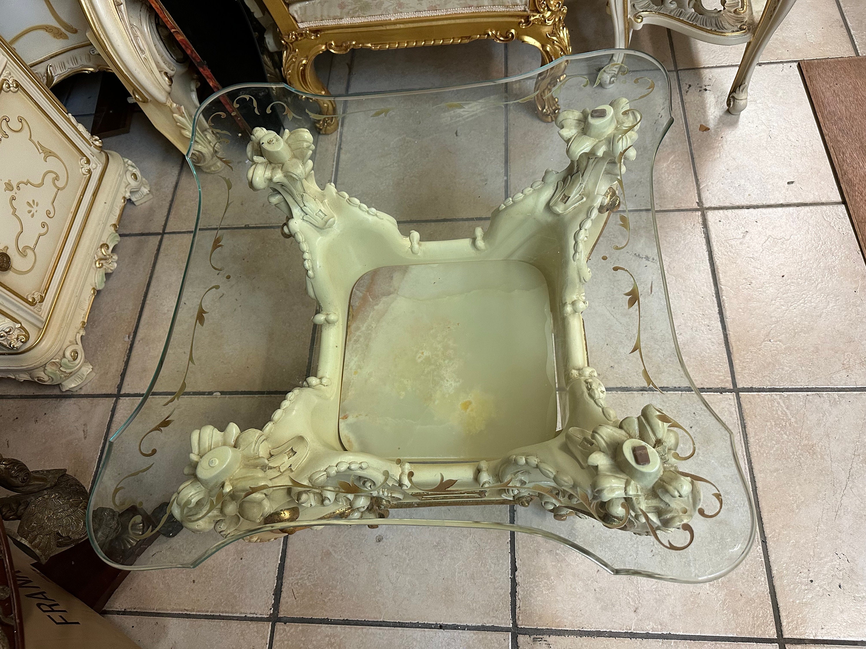Pair SILIK Italian Rococo Baroque Pair Side Tables With Real Onyx Italy ...