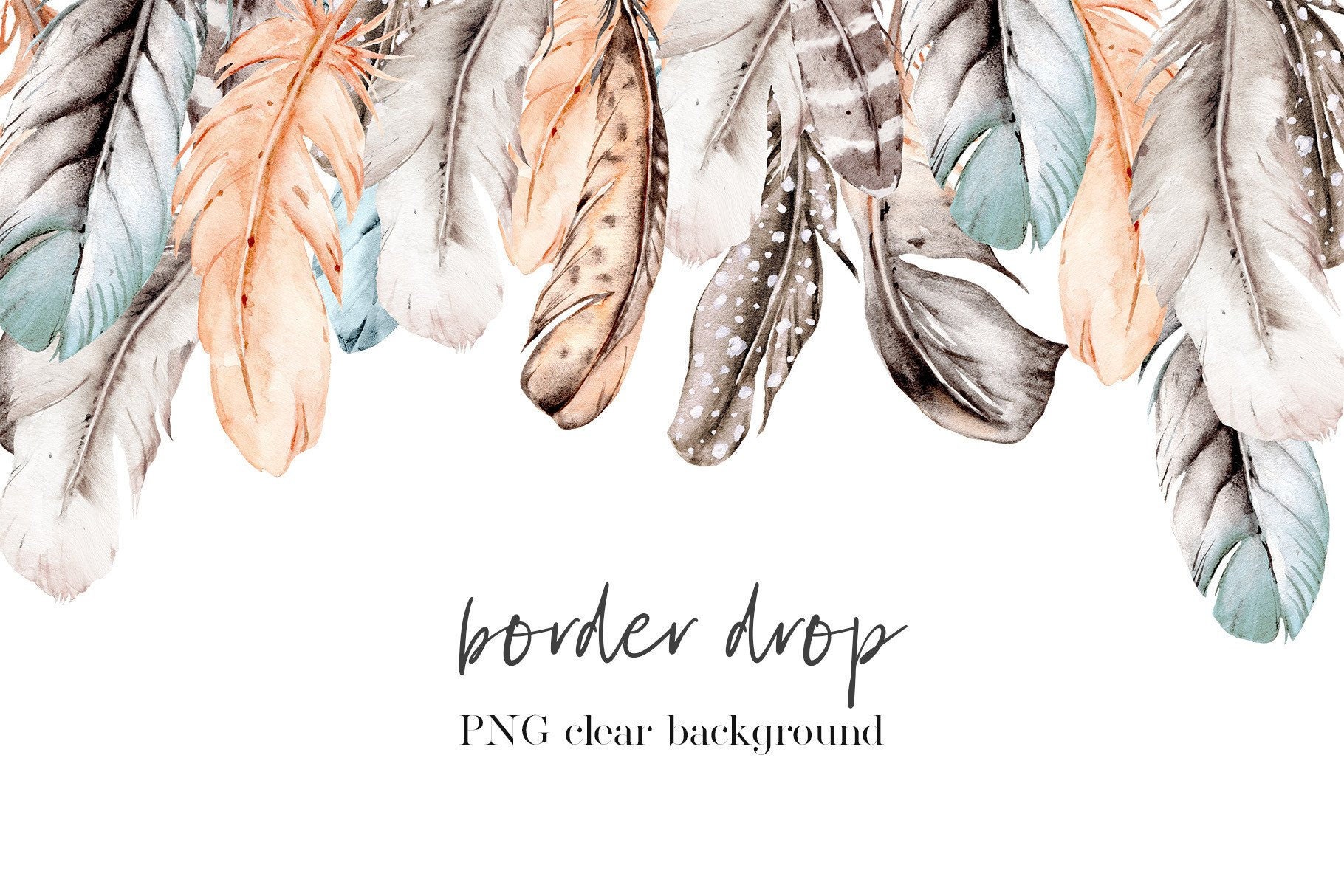 Watercolor Feathers Hand Drawing - Boho Style Feathers - Exotic Boho ...