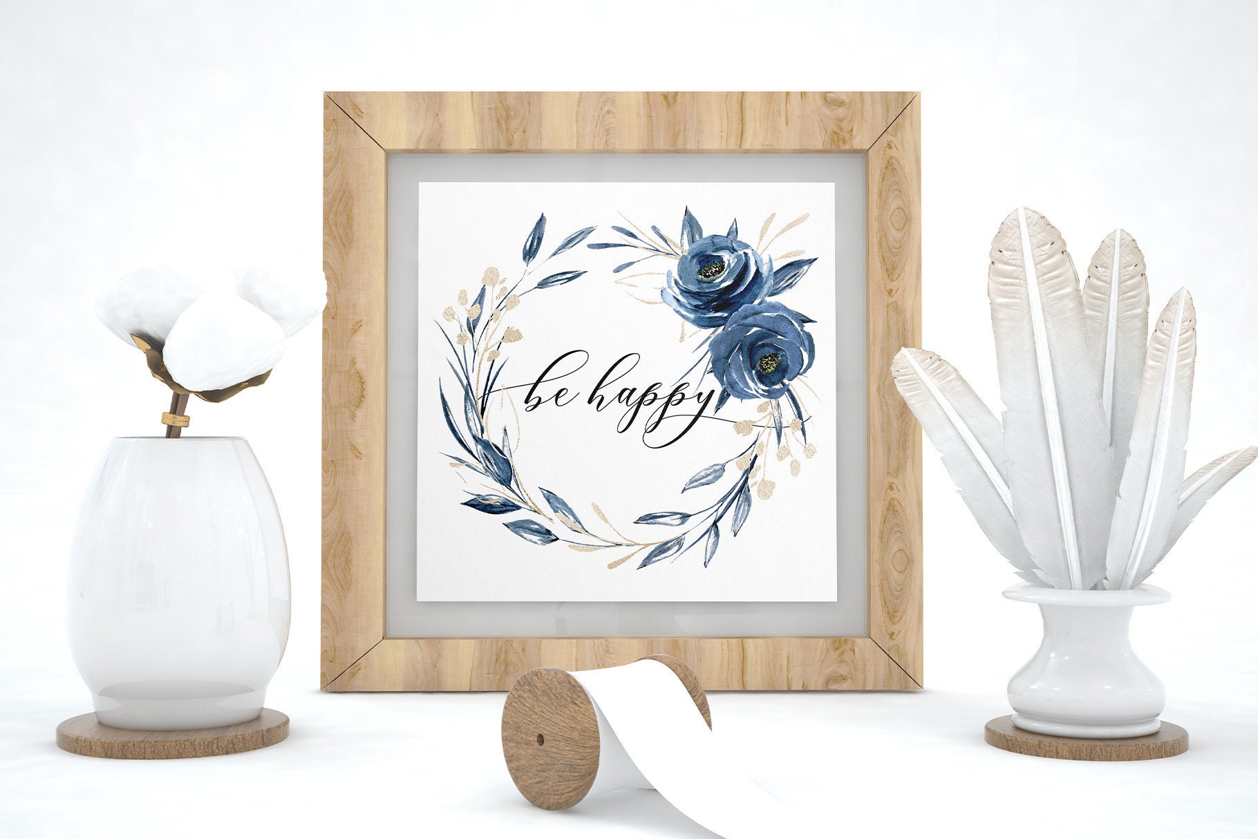 Watercolor Navy Blue Flowers Set Navy Blue Roses, Floral Garden ...