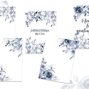 Watercolor Navy Blue Flowers and Leaves Clipart - Navy Blue Roses ...