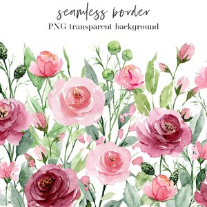 Watercolor Pink and Marsala Floral Set - Floral Borders - Bouquet ...