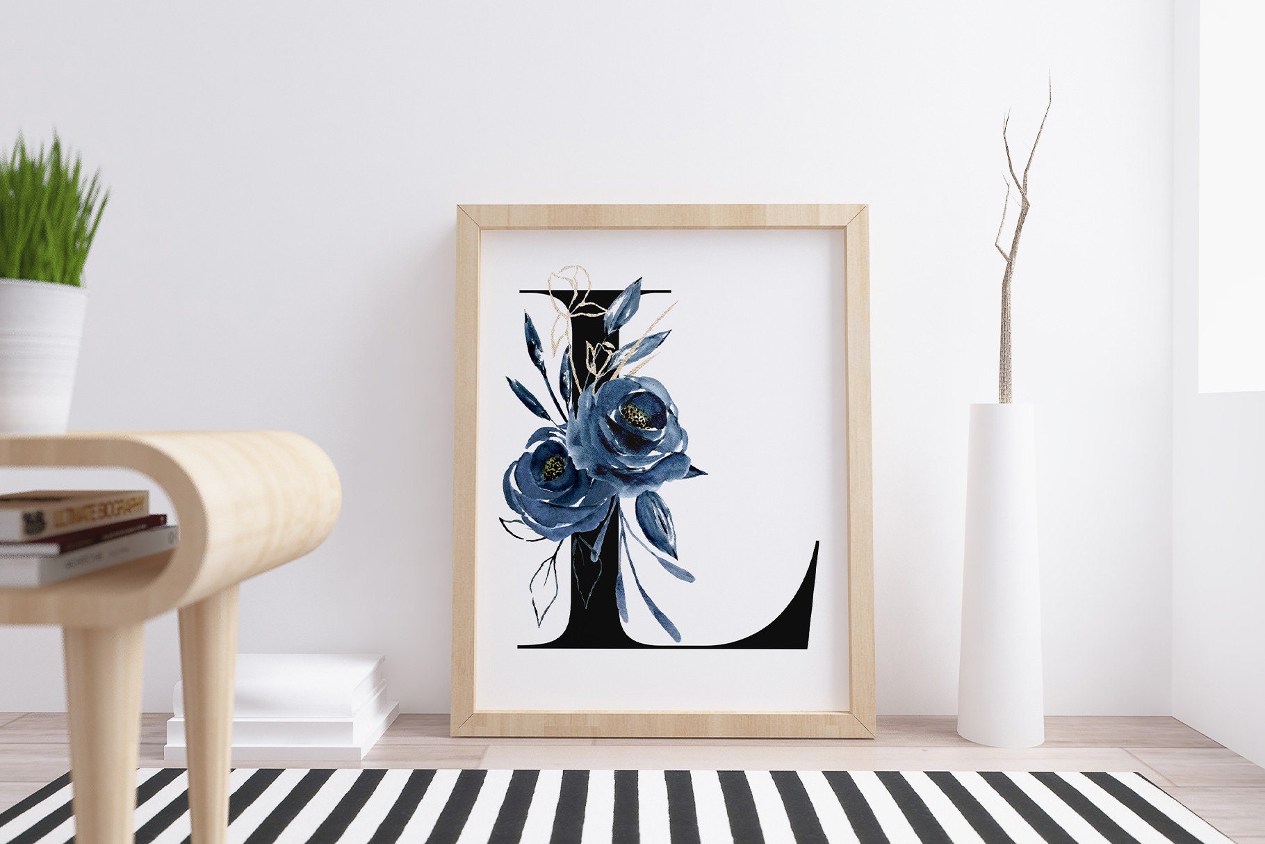 Watercolor Navy Blue Flowers Set - Navy Blue Roses, Floral Garden ...