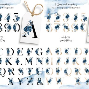 Watercolor Navy Blue Flowers Set - Navy Blue Roses, Floral Garden ...