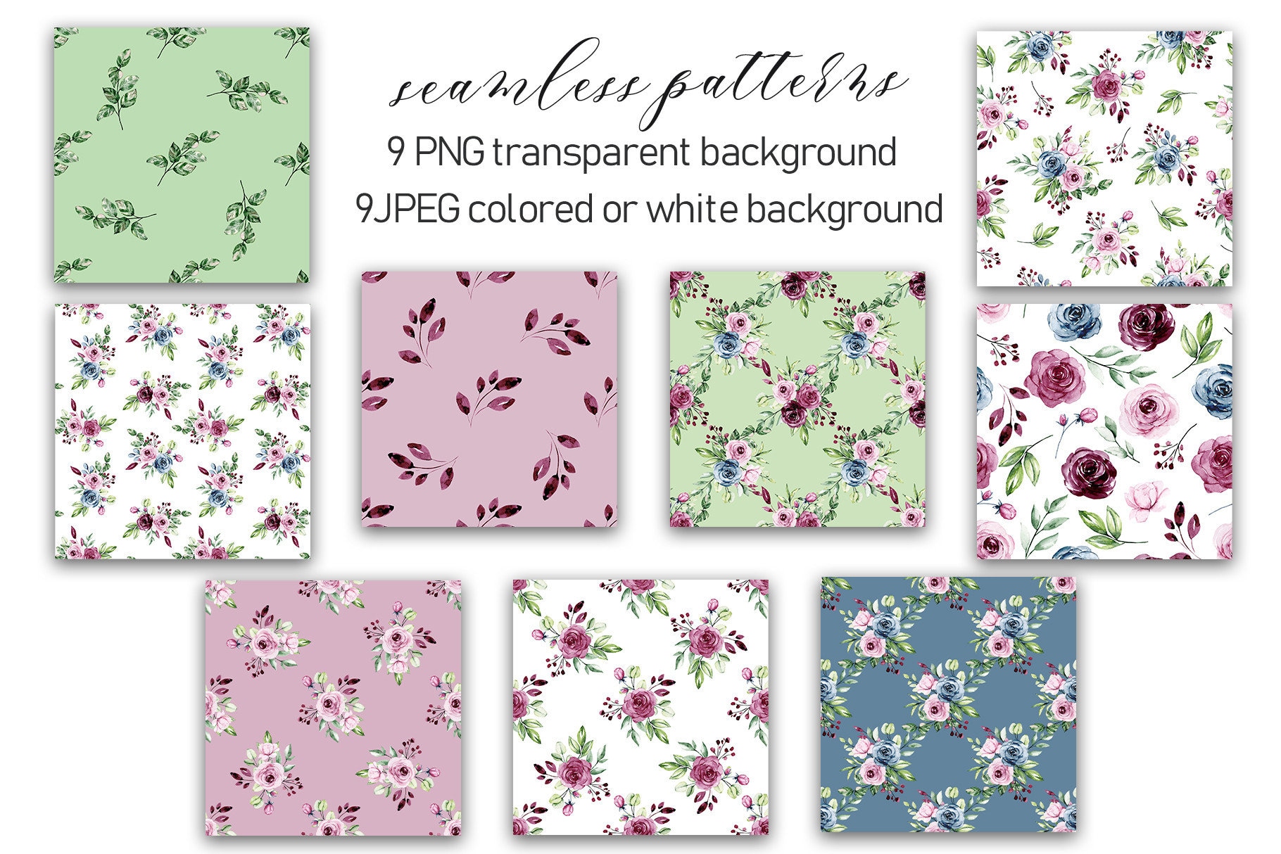 Watercolor Roses Clipart Set - Floral Borders - Bouquet Flowers ...